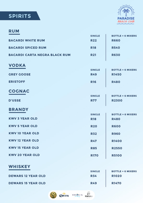 Menu – Paradise Beach Club